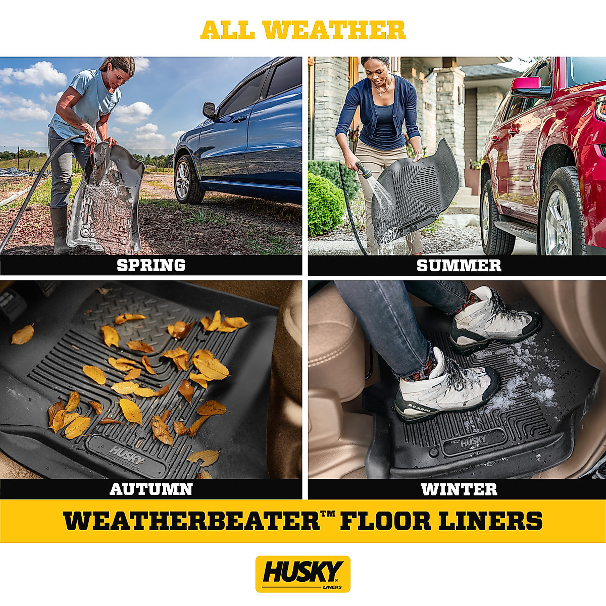 Husky Liners | Weatherbeater | Fits 2011 - 2020 Toyota Sienna | Second Row Liner, Black | 19841