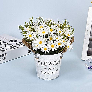 Artflower Artificial Daisy Pot Artificial Daisy Bouquet with Vase Silk Daisy Arrangements Bonsai for Home Office Wedding Party Stage Centerpieces Windowsill Decor, White
