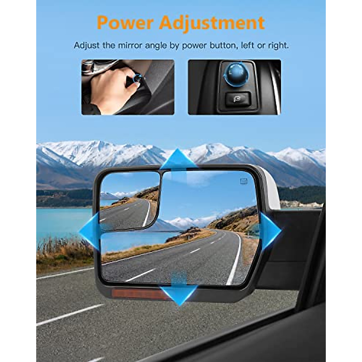 ITOPUP Towing Mirrors Fit for 2004-2014 for Ford for F150 Tow Mirrors with Power Control Heated Turn Signal Puddle Light Chrome Metallic Finish 1 Pair of Mirrors Left Side and Right Side