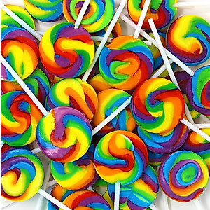 Mini Rainbow Swirl Lollipop Mixed Fruit Flavor Suckers, 38 Individually Wrapped Swirl Pop