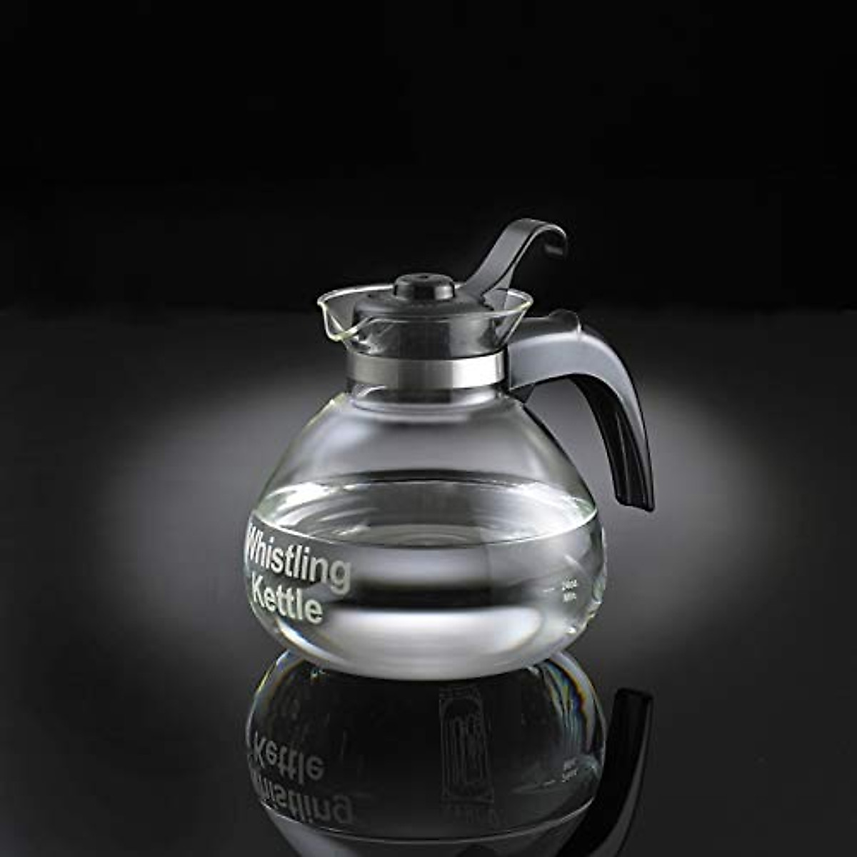 CAFÉ BREW COLLECTION High End Borosilicate Glass Stove Top Whistling Tea Kettle - Best BPA Free Kettle - Best Heat Resistant Glass Tea Kettle - 12 Cup Stovetop Glass Whistling Tea Kettle by Medelco