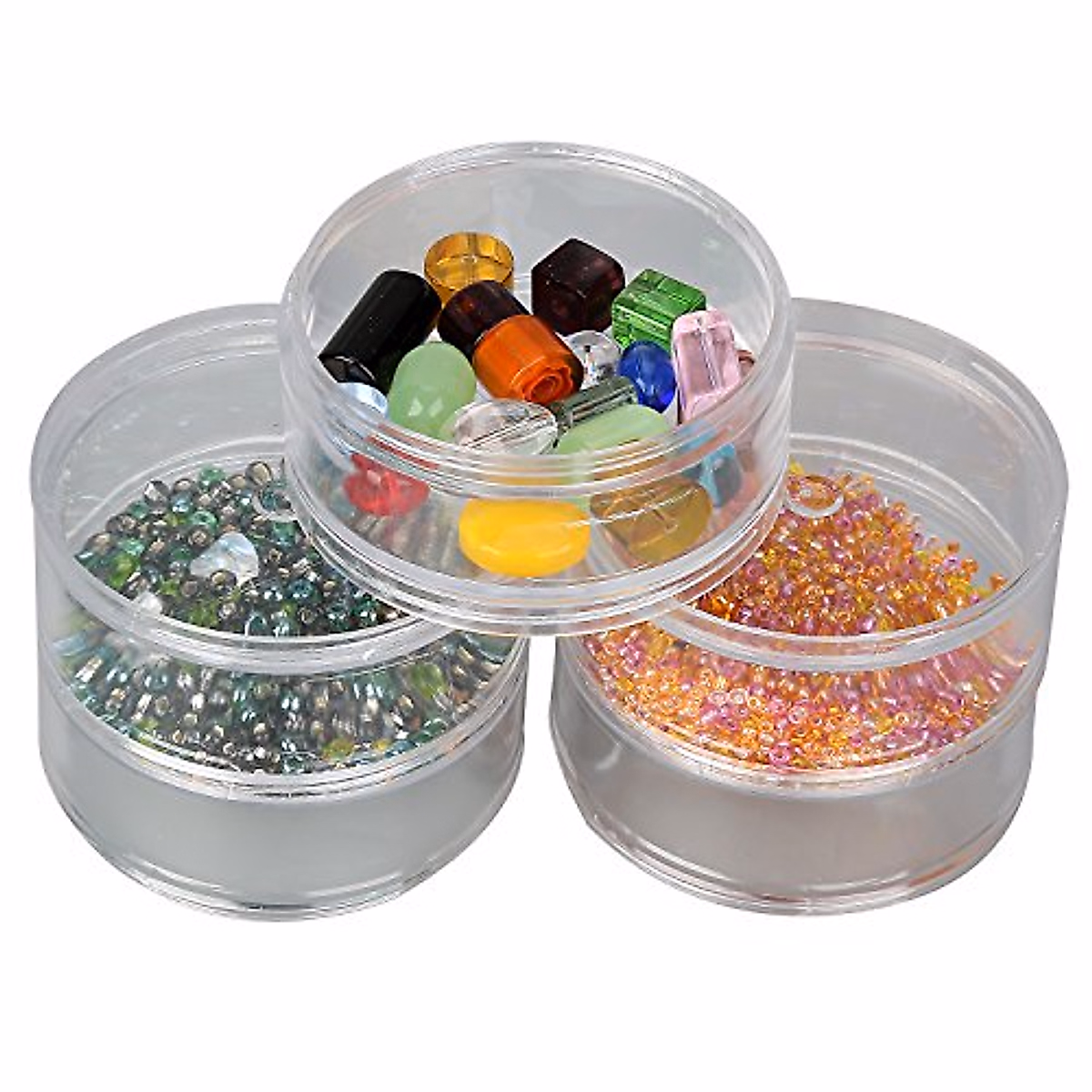 TDOTM 4/5 Layer Big Cylinder Stackable Transparent Round PS Plastic Cosmetics Jewelry Beads Sewing Pills Storage Container Box (5Layer)…