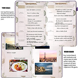 Update Pu Leather Monthly&Weekly Life Planner Organizer Notebook Gratitude Journal Productivity Journal with Pen,12 Colors Fineliner Pen&Stickers Time Management for Men&Women(Lightblue)