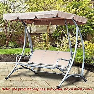 Ymiko Outdoor Swing Canopy, 3 Seat Chair Top Cover Swing Canopy Waterproof Cover for Patio Swing Garden Swing Outdoor (Beige)