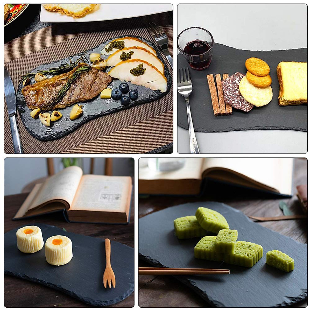 DOITOOL 1pc Slate Dinner Plate Fruit Dessert Storage Plate Slate Boards for Food Slate Dish Sushi Boat Snack Plates Vinegar Dish Fettuccine Noodles Natural Slate Plate Decorate Flat Plate