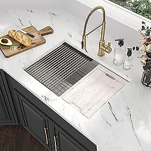27 Undermount Kitchen Sink - Kichae 27"x19" Kitchen Sink Ledge Workstation Stainless Steel 18 Gauge Single Bowl Under Counter Sink Basin All In One Deep Sink With Cutting Board