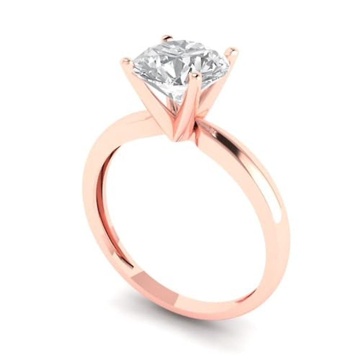 Clara Pucci 1.50 ct Round Cut Solitaire Moissanite Engagement Wedding Bridal Promise Anniversary Ring in 18K Rose Gold Size 3.5