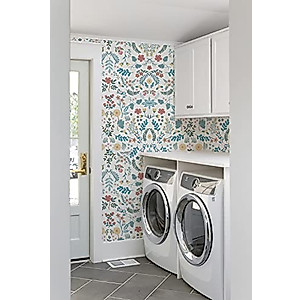 JiffDiff Boho Peel and Stick Wallpaper Floral Wallpaper Vintage Textured Wallpaper for Bedroom, Contact Paper Peel and Stick Kitchen Cabinet Furniture Nursery Renter Friendly Wallpaper