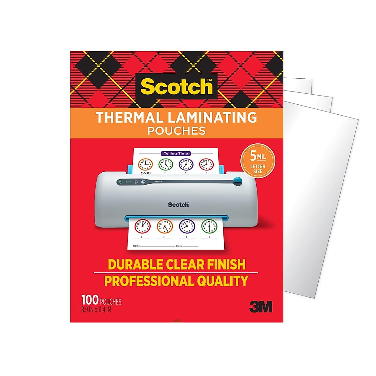 Scotch Thermal Laminating Pouches Premium Quality, 5 Mil Thick for Extra Protection, 100 Pack Letter Size Laminating Sheets, Our Most Durable Lamination Pouch, 8.9 x 11.4 inches, Clear (TP5854-100)