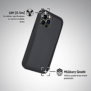 Pelican Voyager Series - iPhone 13 Case [Compatible with MagSafe] [Anti-Scratch] Magnetic Phone Case with Belt Clip Holster Kickstand [18FT MIL-Grade Drop Protection] Heavy Duty Rugged Cover - Black