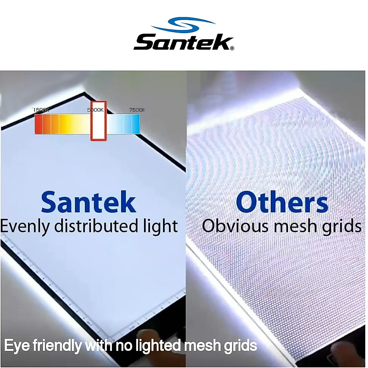 Santek A3 Eye-Friendly Dimmable LED Light Box for Tracing, Ultra-Thin Drawing Kit with Ruler, Magnets & Cable – Diamond Painting Art, Tattoo Stencils, Sketching, Animation & Artist Supplies