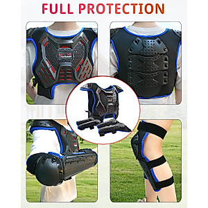 Kids Dirt Bike Gear - StarknightMT Youth Motorcycle Riding Protective Gear ATV Chest Protector Motocross Armor Suit for Boys Girls Mountain Biking Cycling, Blue