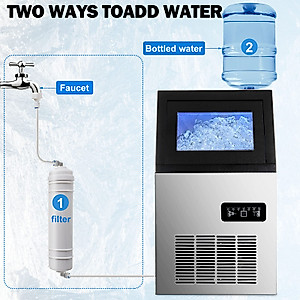 SmaketBuy Commercial Ice Maker 110LBS/24H Stainless Steel Commercial Ice Maker Machine Auto Operation 24LBS Storage 32 Cubes Freestanding Commercial Ice Cube Maker for Restaurant, Coffee Shop, Bar