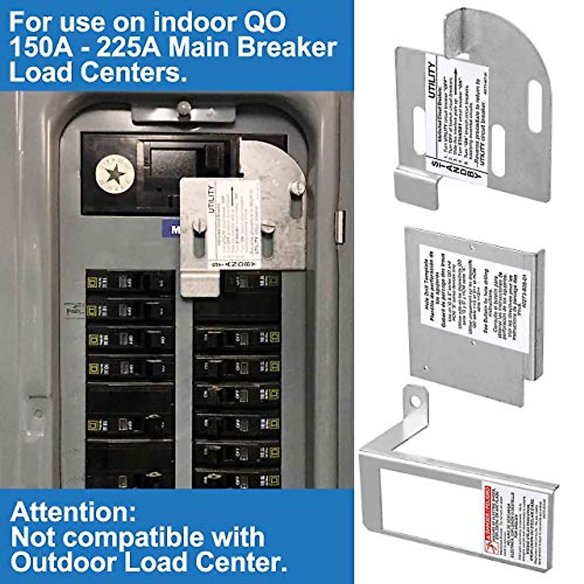 Generator Interlock Kit Compatible with Square D Electric QOCGK2C QO Cover Generator and QOM2 Frame Size Main Breaker