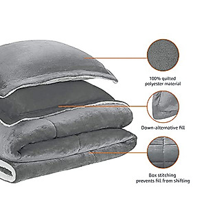Amazon Basics Ultra-Soft Micromink Sherpa Comforter Bed Set, King, Charcoal