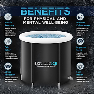 Explore Ice Bath Tub for Athletes [USA OWNED BUSINESS] - Extra Large Cold Tub, Premium Cold Plunge Tub Outdoor, Portable Ice Bath, Ice Barrel Cold Therapy Bath - Pro Max…(White/Black)