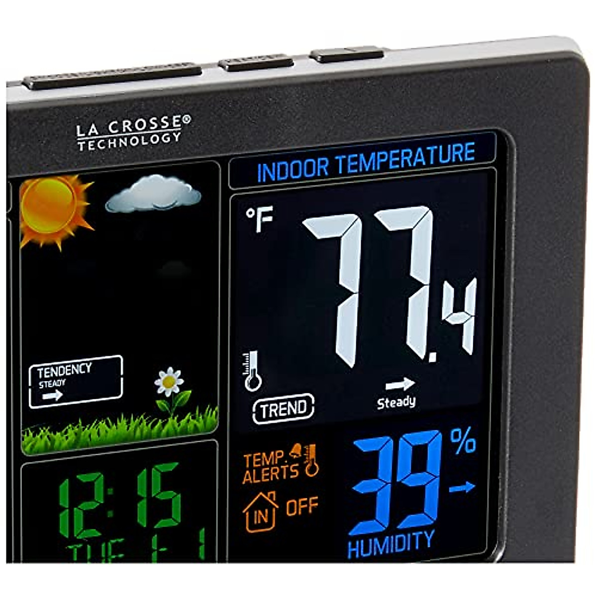 La Crosse Technology 308-1414B-INT, Wireless Atomic Digital Color Forecast Station with Alerts, Black
