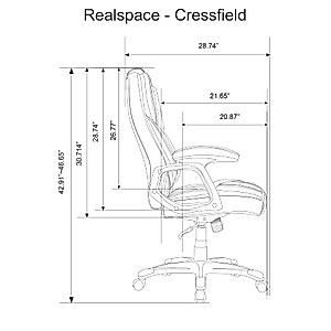 Realspace® Cressfield Bonded Leather High-Back Chair, Brown/Silver