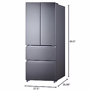 Summit Appliance FDRD152PL 27.5" Wide French Door Refrigerator-Freezer, Stainless Steel Look, Digital Controls, Interior LED Light, Open Door Alarm, No-frost Operation, Energy Saving Function