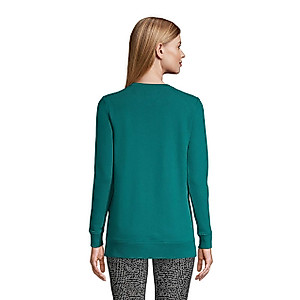 Lands' End Womens Long Sleeve Sweatshirt Tunic Jade Emerald Regular Medium