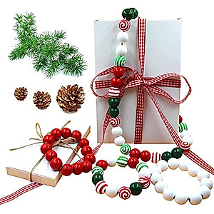 240 PCS Christmas Candy Wooden Beads, Lollipop Candy Swirl Beads with Color of Red Green White, Round Craft Bead for DIY Garland Jewelry Craft for Xmas Tree Party Supplies Home Decoration