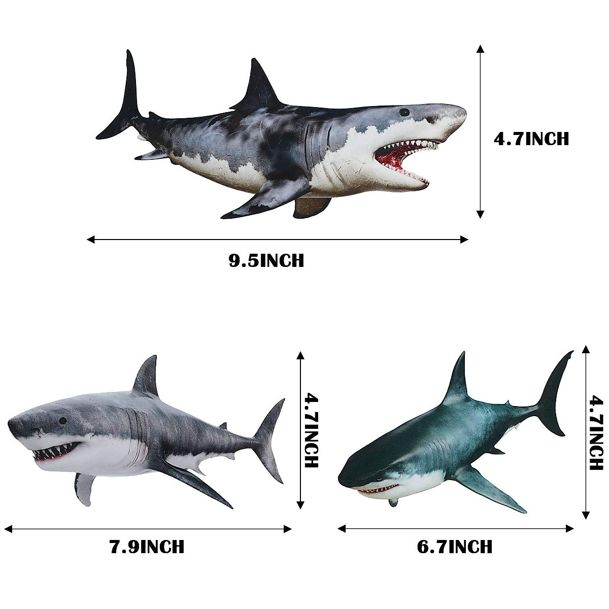 8 Pieces of Sharks Wall Stickers Peel and Stick Shark Wall Decals Sharks Removable Shark Decorations Sea Creature Animal Decal for Party Room Nursery Home Decor