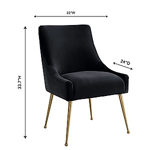 TOV Furniture Beatrix Ultra Modern Velvet Upholstered Dining Side Chair, 22" Black