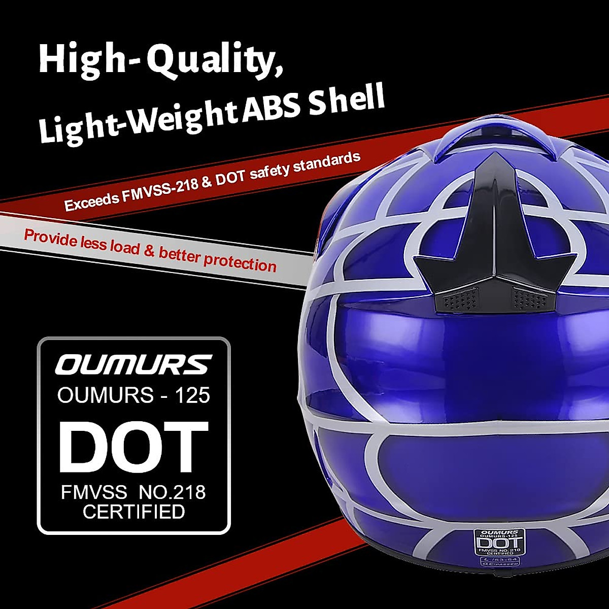 OUMURS DOT Youth ATV Helmet with Gloves Goggles for Youth Boys Girls 5-14 Ages,Kids Dirt Bike Helmets Motocross BMX MX UTV Snowmobile Go Kart Full Riding Racing Skateboard Protective Safter