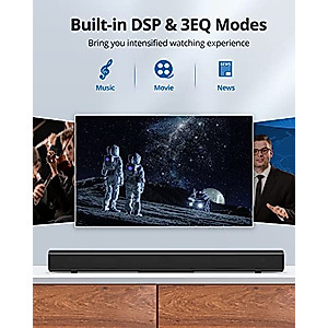 Sound Bar, SOUNDWINGS 26-Inch Soundbar for TV, 3D Surround Sound Audio System, Bluetooth 5.1/USB Connectivity, Button/Remote Control, for 4K & HD TV, 3 Equalizer Mode for Home Theater/Gaming/Projector