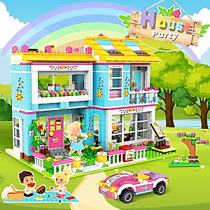 EP EXERCISE N PLAY Friends House Swimming Pool Water Park Building Kit with Storage Box, Creative Roleplay Building Blocks Toy Birthday Gifts for Kids Girls Aged 6-12 (1736 Pieces)