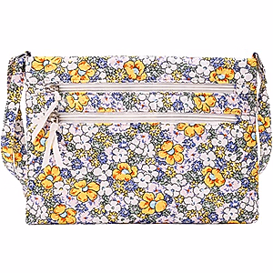 Brentano Cotton quilted Multi-zipper crossbody purse (BIDENS PILOSA)