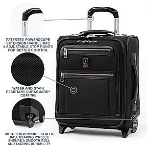 Travelpro Platinum Elite Softside Expandable Carry on Luggage, 2 Wheel Upright Regional Suitcase, USB Port, Men and Women, Shadow Black, Carry On 16-Inch