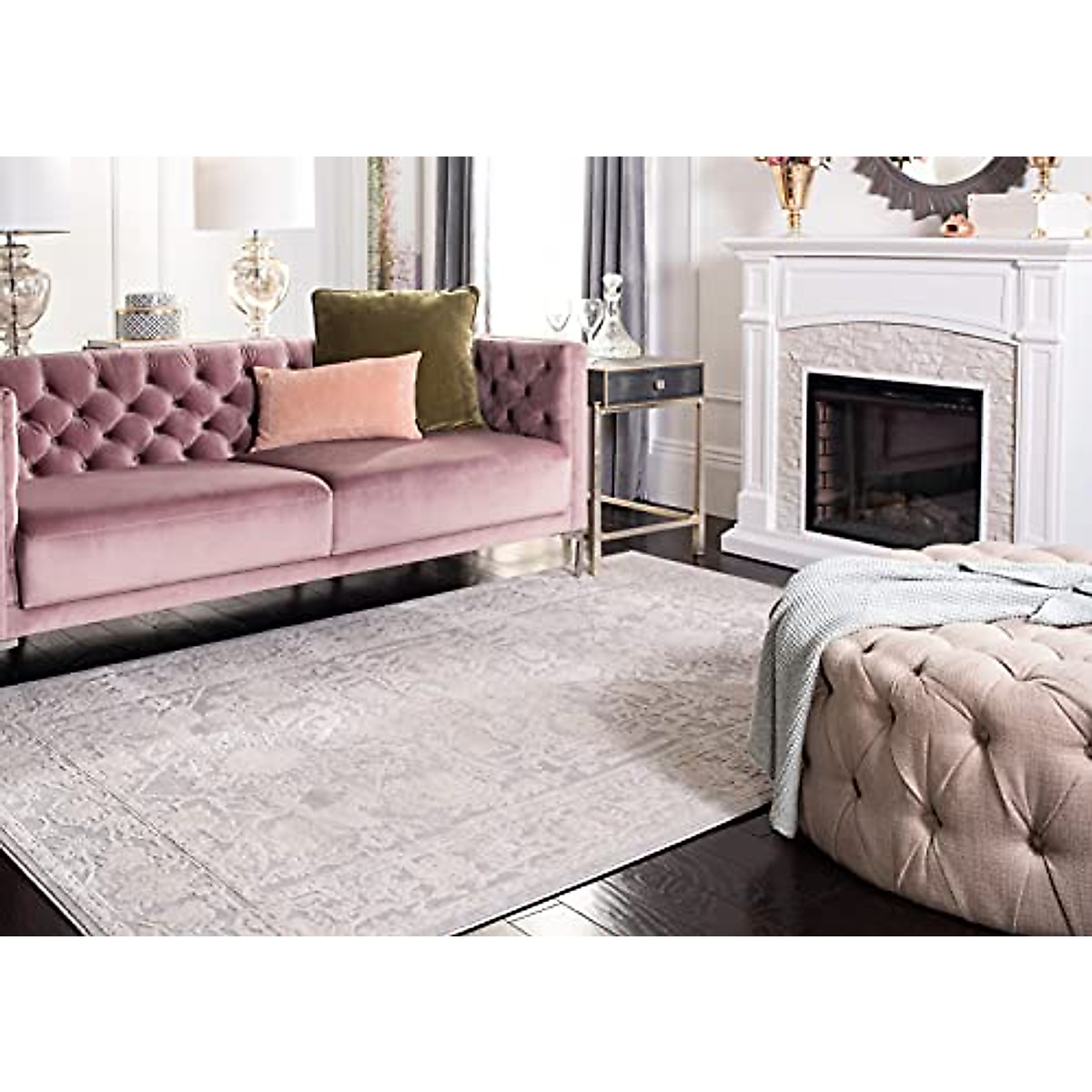 SAFAVIEH Reflection Collection 10' x 14' Light Grey/Cream RFT665C Boho Tribal Distressed Living Room Dining Bedroom Area Rug