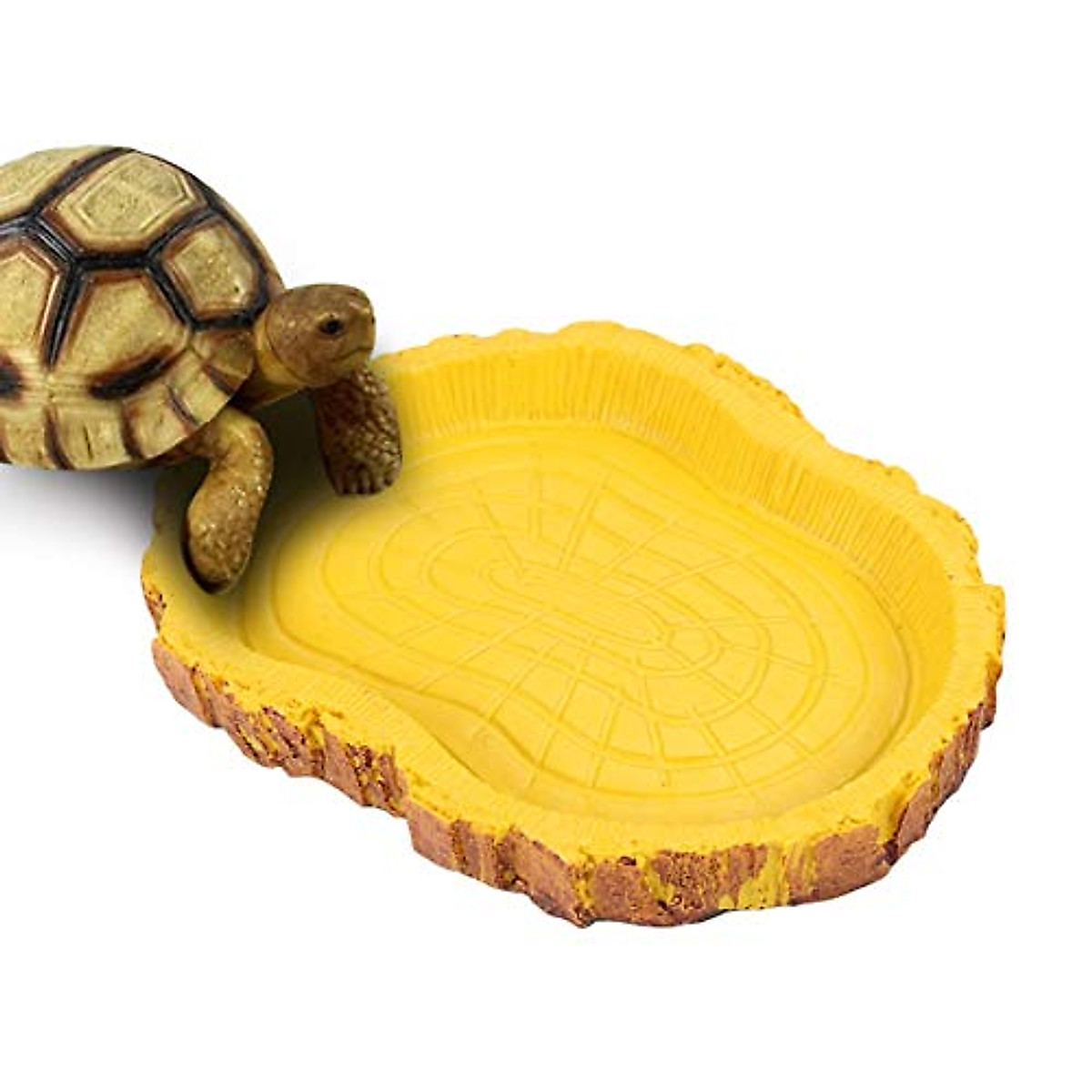 POPETPOP Water and Food Dish for Reptiles-Resin Simulated Bowl for Snake,Tortoise,Lizard,Frogs Reptile Water Dish