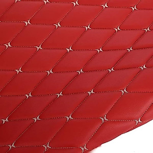 LANOBA Quilted Foam Vinyl Fabric Faux Leather Thick Sponge Backing DIY Upholstery headboard Car Headliner Furniture, 39" x 60", Diamond 2" x 3" (Red)