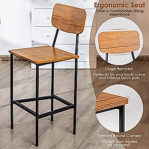 Giantex 5-Piece Dining Table Set W/Counter Height Table & 4 Bar Stools, Industrial Kitchen Dining Table Set W/Footrest & Backrest, Space-Saving Dinette Set for Pub, Dining Room, Restaurant