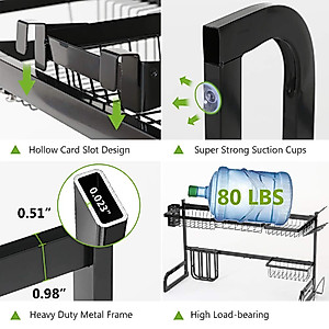 1Easylife Over The Sink Dish Drying Rack Adjustable 2-Tier Large Dish Dryer Rack for Kitchen Organizer Storage Space Saver Shelf Utensils Holder with 7 Utility Hook Tableware Drainer (Black)