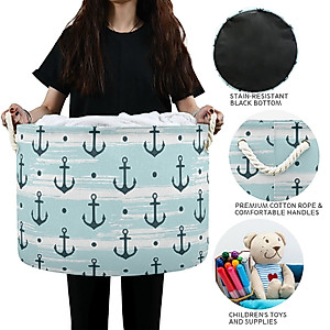 Anchors Cotton Rope Basket Blue Baby Laundry Basket for Blankets Toys Storage Basket Bins Box Organizer Basket