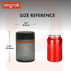 ONGROK Glass Storage Jar, 500ml, 2 Pack, Color-Coded Airtight Glass Containers, UV Herb/Spice Jar to with Child Resistant Lid, Perfect Size Jar to Store in a Drawer or Cupboard