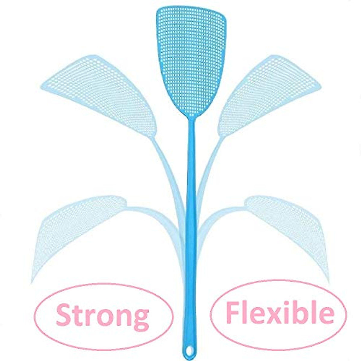 Fly Swatter, 4 Pack Long Plastic Fly Swat Set Heavy Duty with Flexible Strong Handle Assorted Colors Multi Pack Fly Swatters