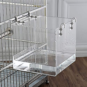 NEWCOMDIGI 1 Piece Bird Bathtub, Bird Bath for Cage, Canary Bath Inside Cage, Bird Bath Box with Hook, Cage Accessory for Parakeet, Parrots, Crested Myna, Sun Conure, Cockatiel