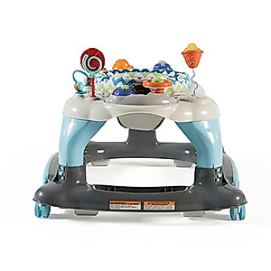 Storkcraft 3-in-1 Activity Walker and Rocker with Jumping Board and Feeding Tray, Interactive Walker with Toy Tray and Jumping Board for Toddlers and Infants, Blue/Gray