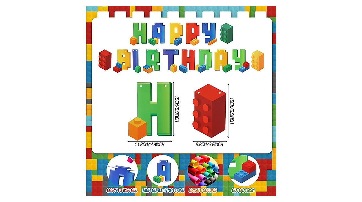Builds and Celebrates: 32-Piece Birthday Block Party Supplies