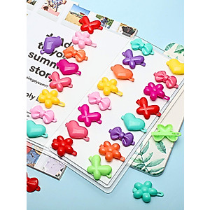 WILLBOND 100 Pieces Girls Hair Barrettes Self Hinge Plastic Clip Toddler Kids Baby 80s 90s Clip Colorful Cute Cartoon Hair Pin Accessories(Butterfly, Plum Blossom, Bow, Heart-shaped)