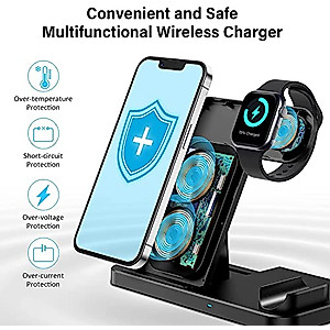 Wireless Charger, 4 in 1 Fast Wireless Charging Station for iPhone 14 13 12 11/ Pro/XS/XR/X/SE/8/8 Plus,18W Fast Charging Dock Stand Compatible with iWatch S7/S6/5/4/3/2/AirPods 1/2/Pro&Apple Pencil 1