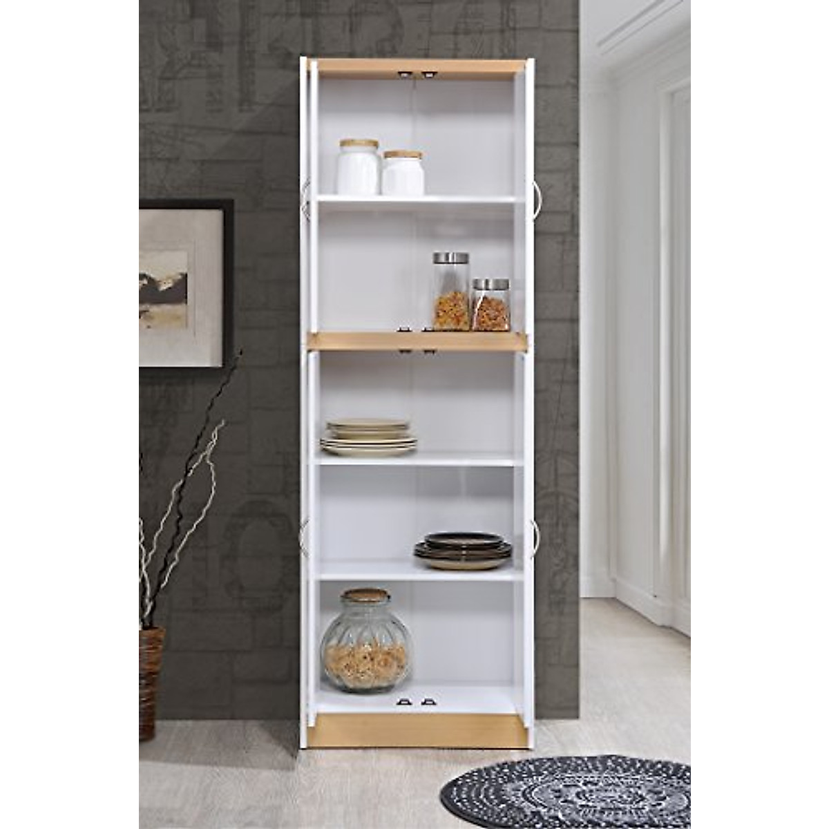 Hodedah 4 Door Kitchen Pantry with Four Shelves, White
