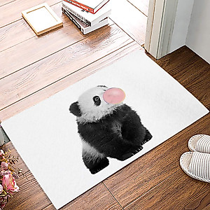 Door Mat for Bedroom Decor, Panda Blowing Bubbles Floor Mats, Holiday Rugs for Living Room, Absorbent Non-Slip Bathroom Rugs Home Decor Kitchen Mat Area Rug 18x30 Inch