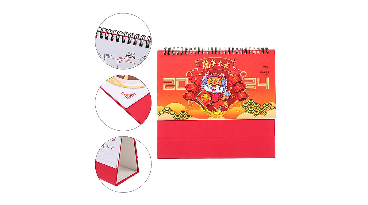 Didiseaon 2024 Office Desk Calendar with Chinese Style Design