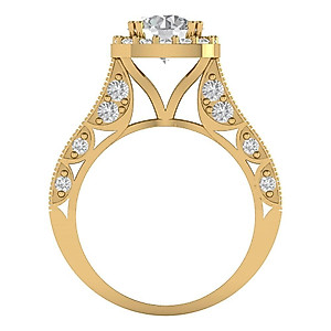 Clara Pucci 1.95 ct Round Cut Solitaire Halo Stunning Moissanite Designer Anniversary Bridal Engagement Ring 14k Yellow Gold 6