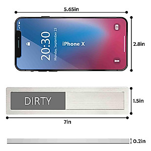 Clean Dirty Sign,Clean Dirty Stainless Steel Dishwasher Magnet Sign,Dish Wash Silder Sign Magnet for Kitchen,Kitchen Dishwasher Magnets Sign, No-Scratch Strong Magnets, Dirty Clean Dishwasher Magnet with 3 Double-Sided Stickers